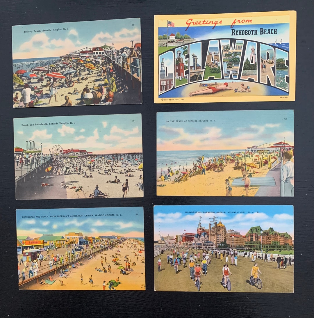 Six Vintage Postcards of NJ and DE Shore - Etsy