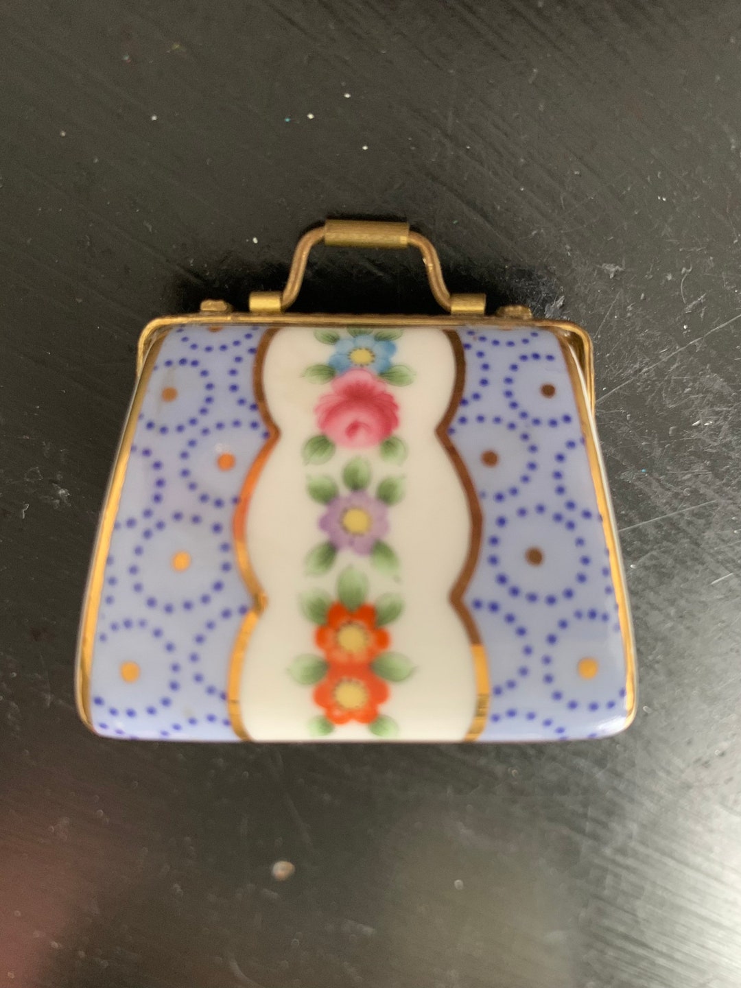 Vintage Porcelain Pocketbook Keepsake Box - Etsy