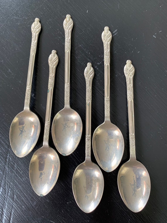 Antique 1890s Set of Six Nickel Silver Spoons | Etsy