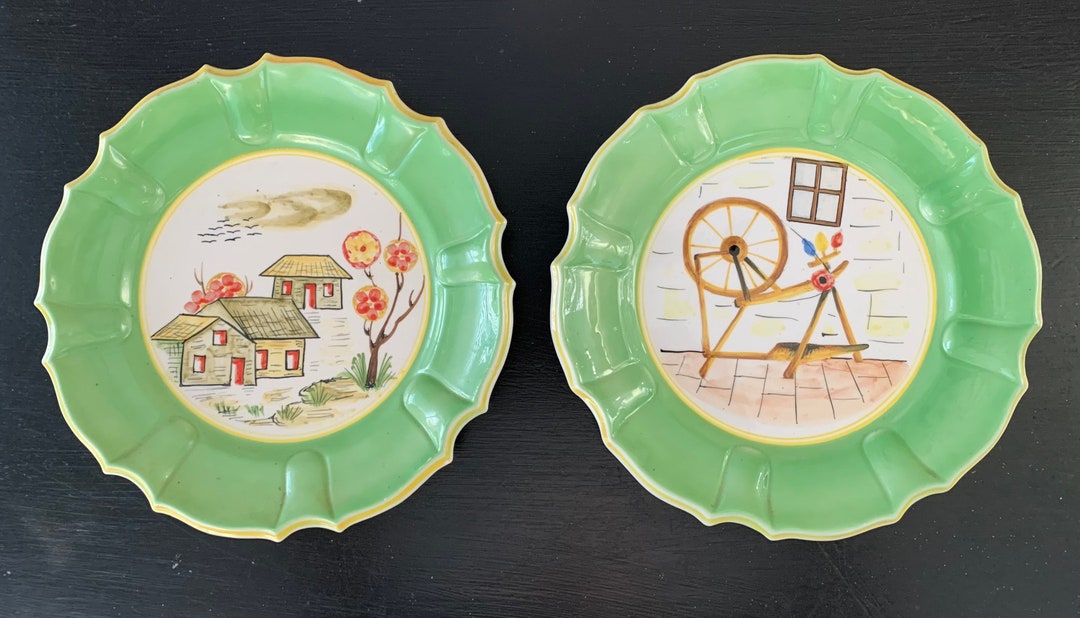 Vintage Pair of Mid Century Hand Painted Italian Plates - Etsy