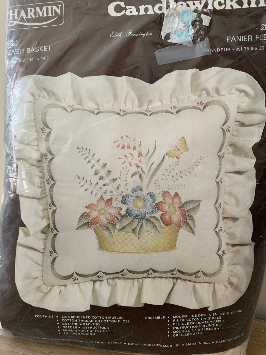 Vintage Candlewick Flower Basket Pillow Kit - Etsy