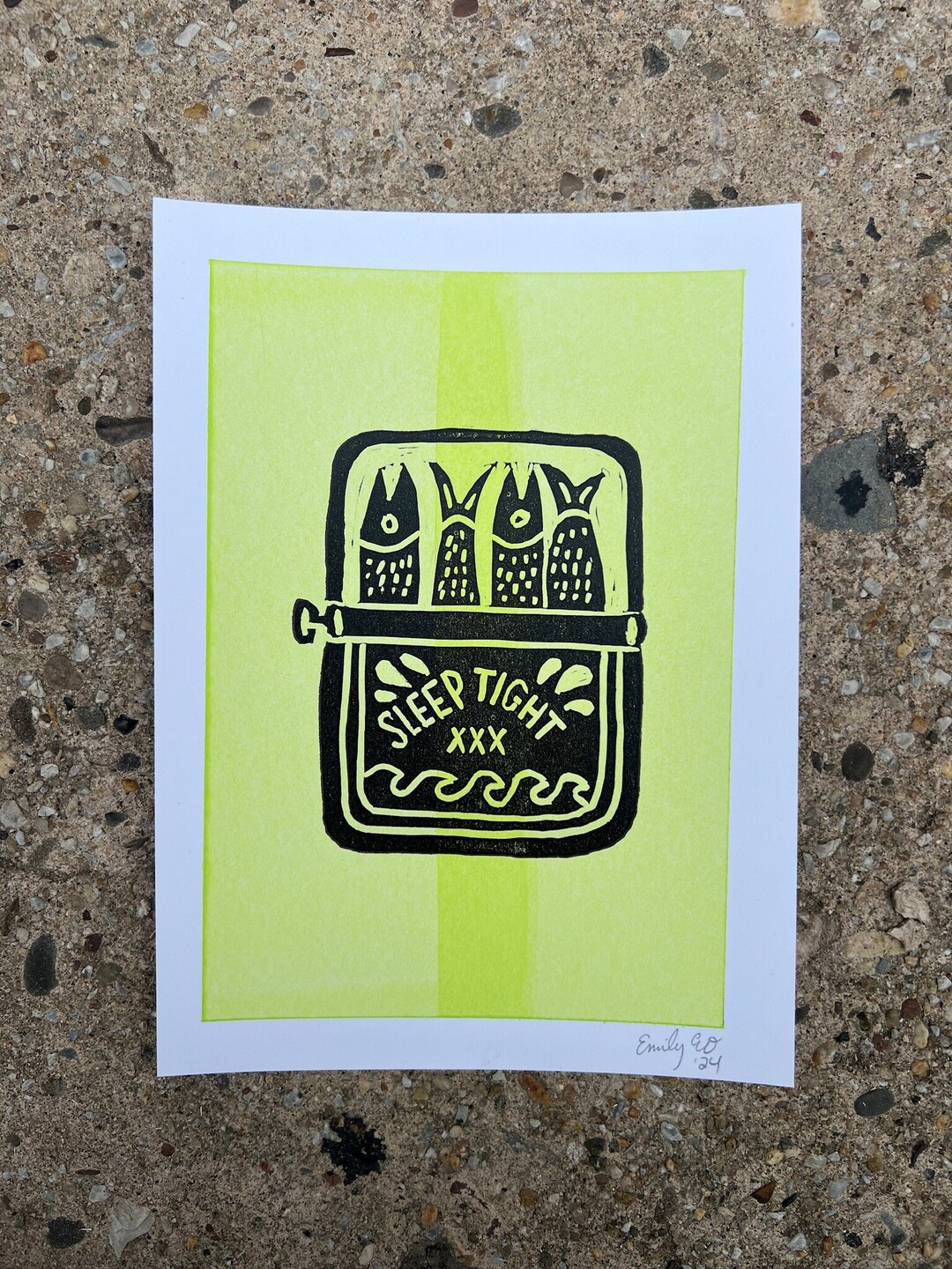 Sardine Block Print - Canned Fish Print - Sardine Art - Linocut Print ...