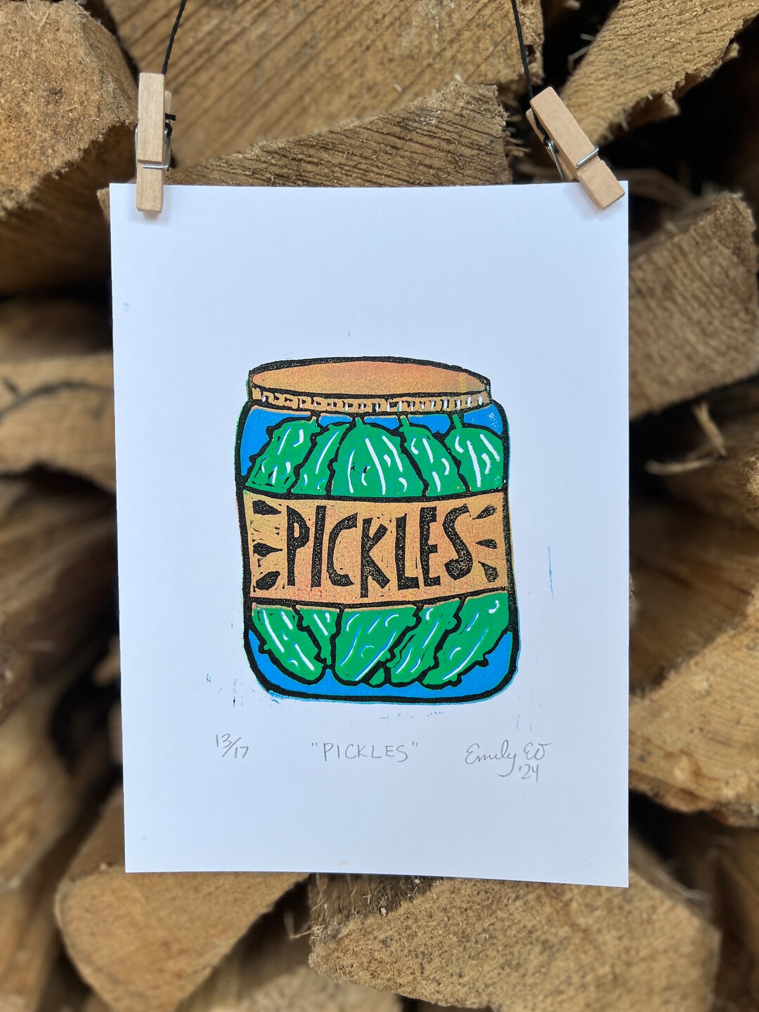 Pickles Block Print Lino Cut Print Pickle Pickle Art - Etsy