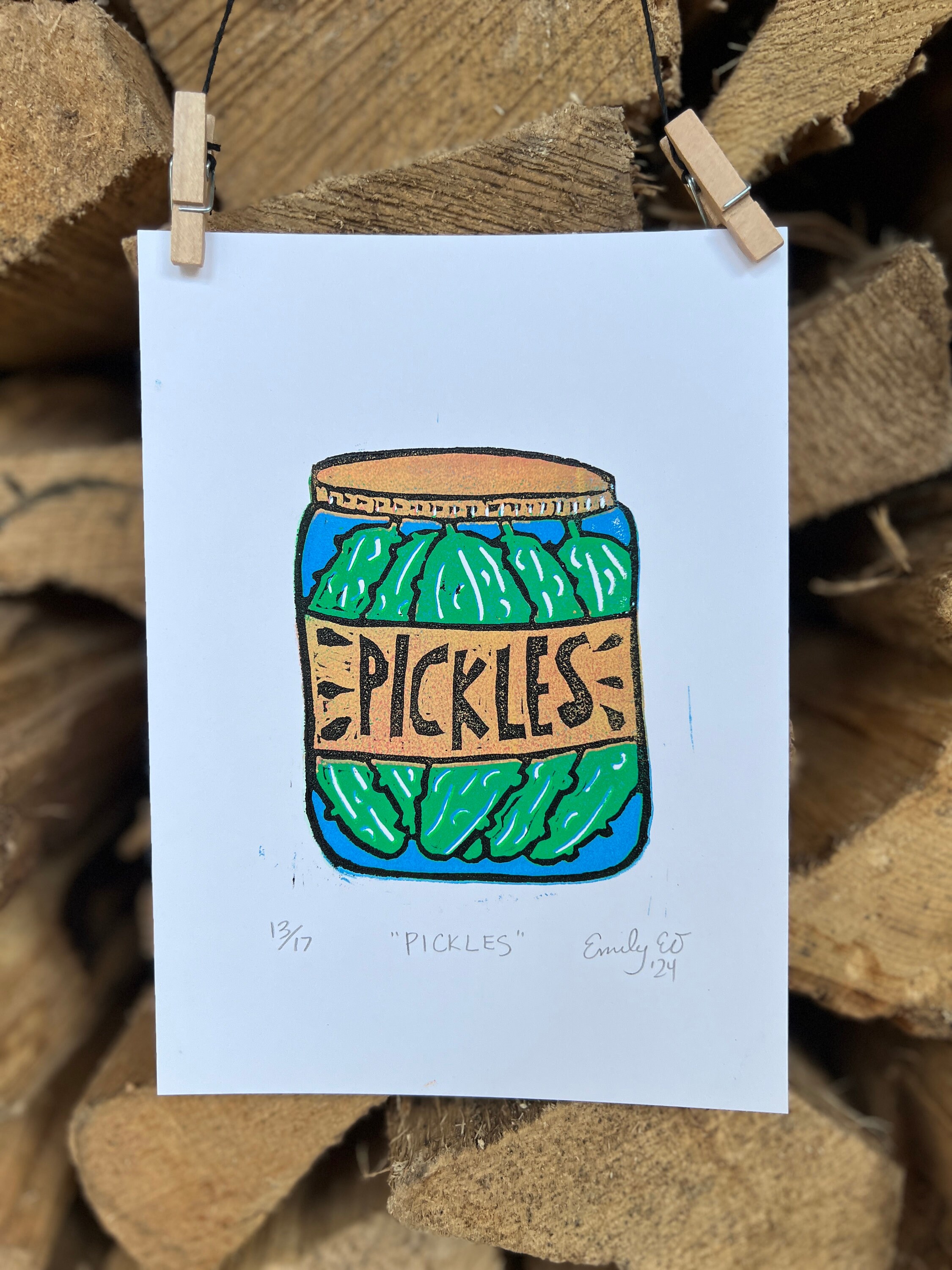 Pickles Block Print Lino Cut Print Pickle Pickle Art - Etsy