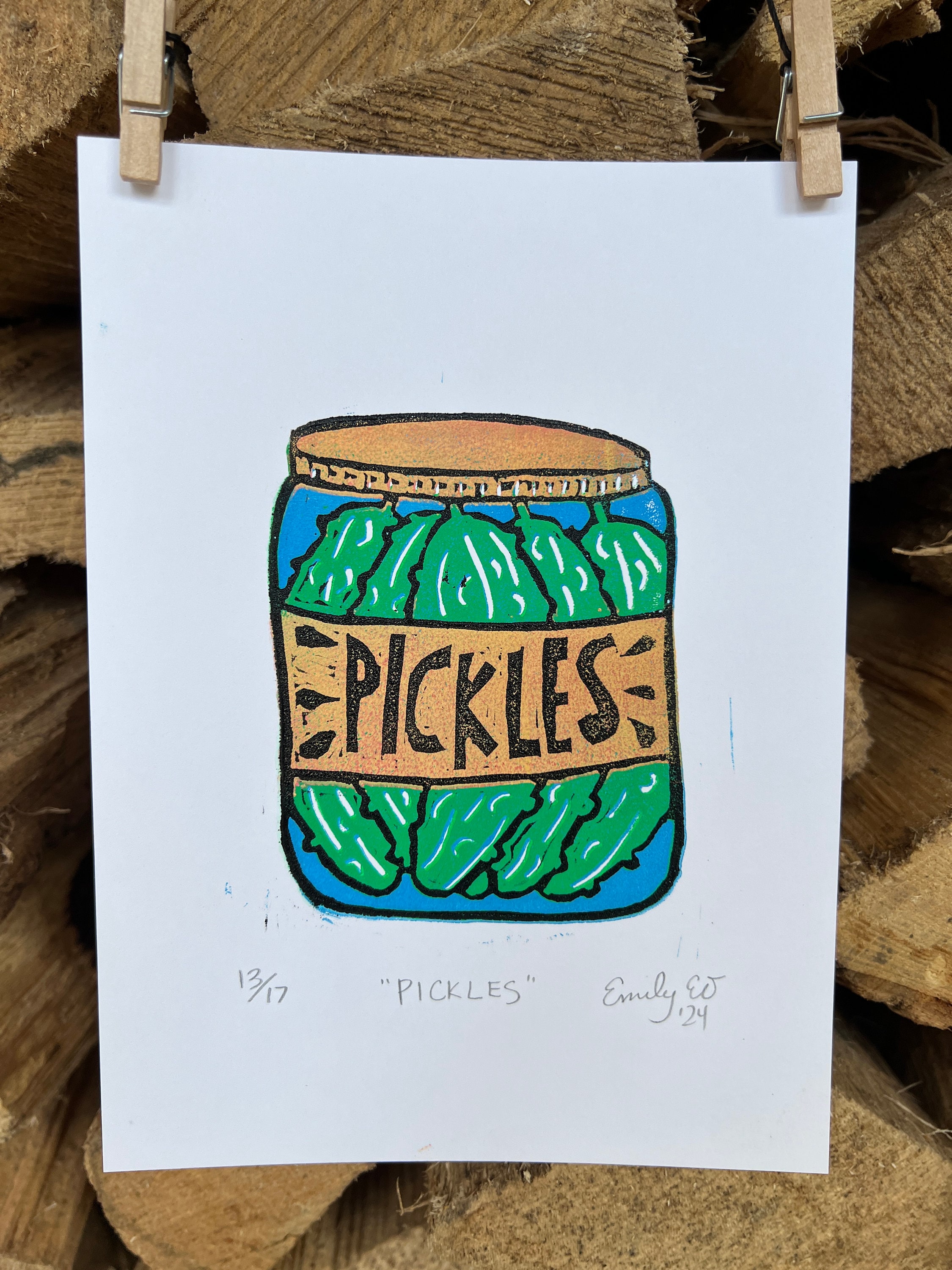 Pickles Block Print - Lino Cut Print - Pickle - Pickle Art - Etsy