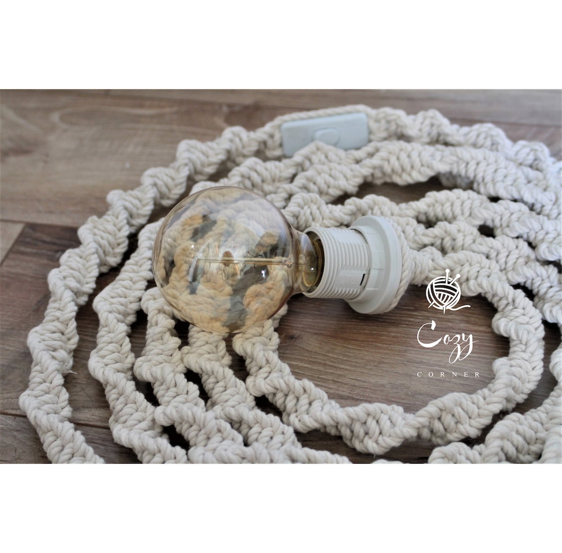 Macramè Cord Light | Macrame Pendant Lamp | Hanging Rope Light | Home ...
