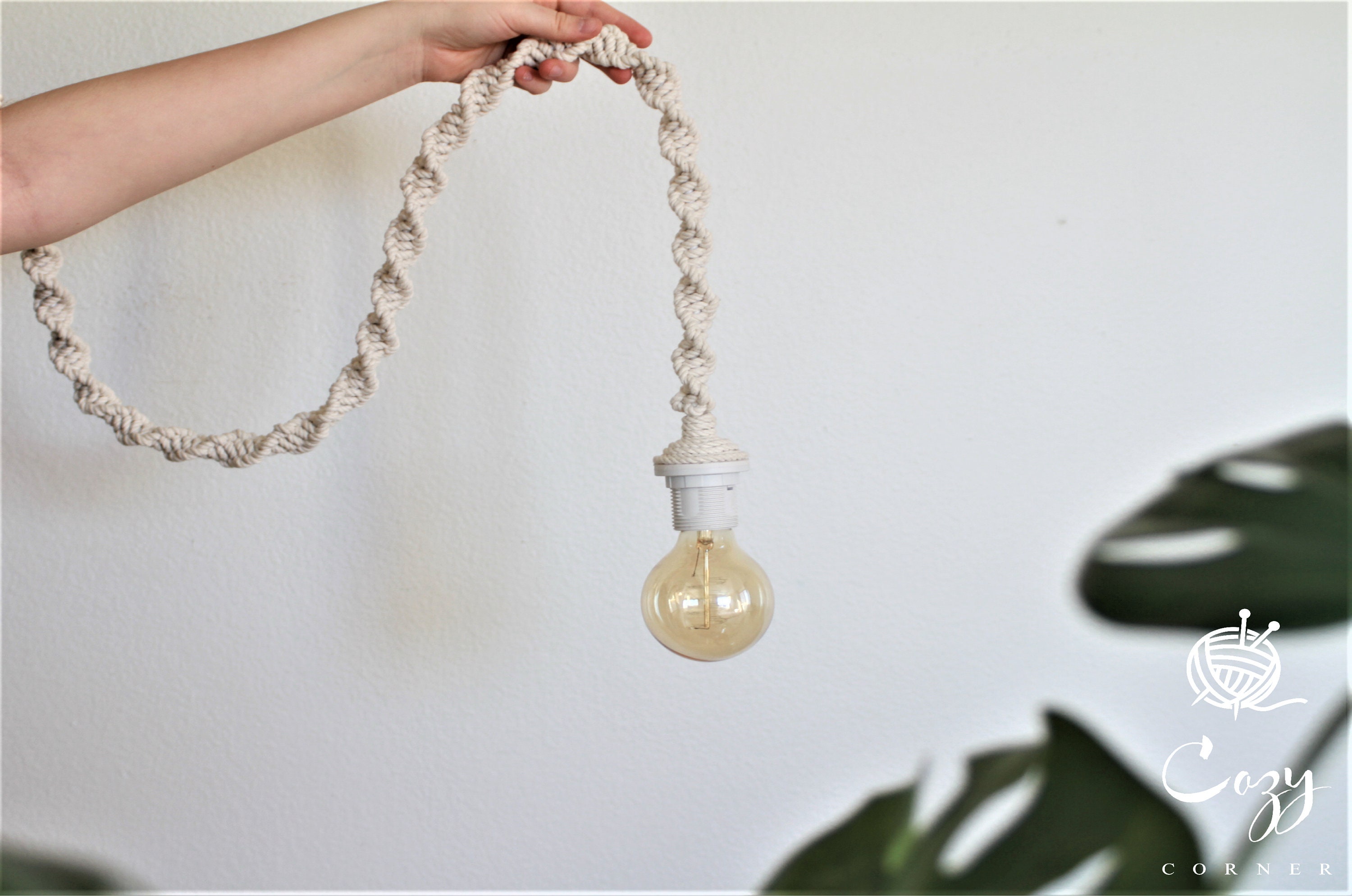 Macramè Cord Light | Macrame Pendant Lamp | Hanging Rope Light | Home ...