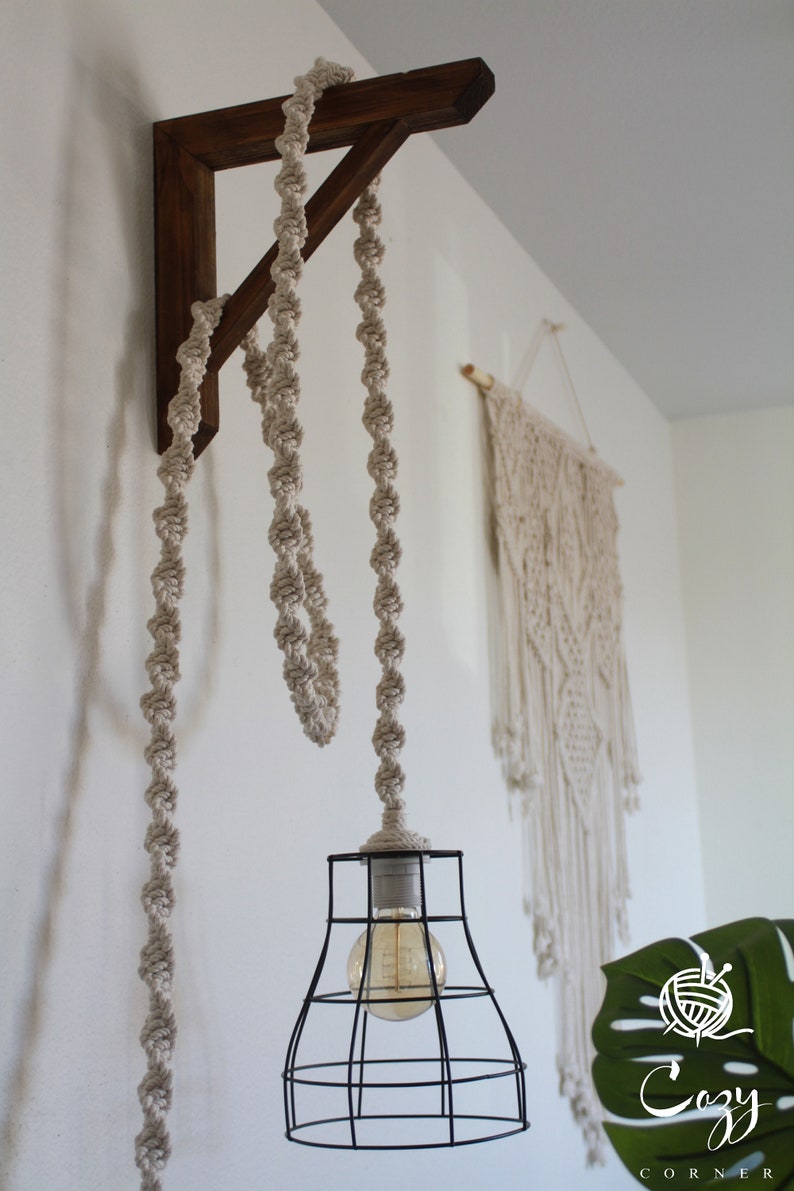 Macramè Cord Light | Macrame Pendant Lamp | Hanging Rope Light | Home ...