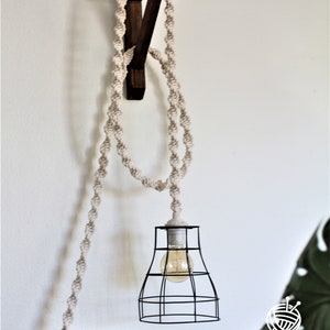 Macramè Cord Light | Macrame Pendant Lamp | Hanging Rope Light | Home ...