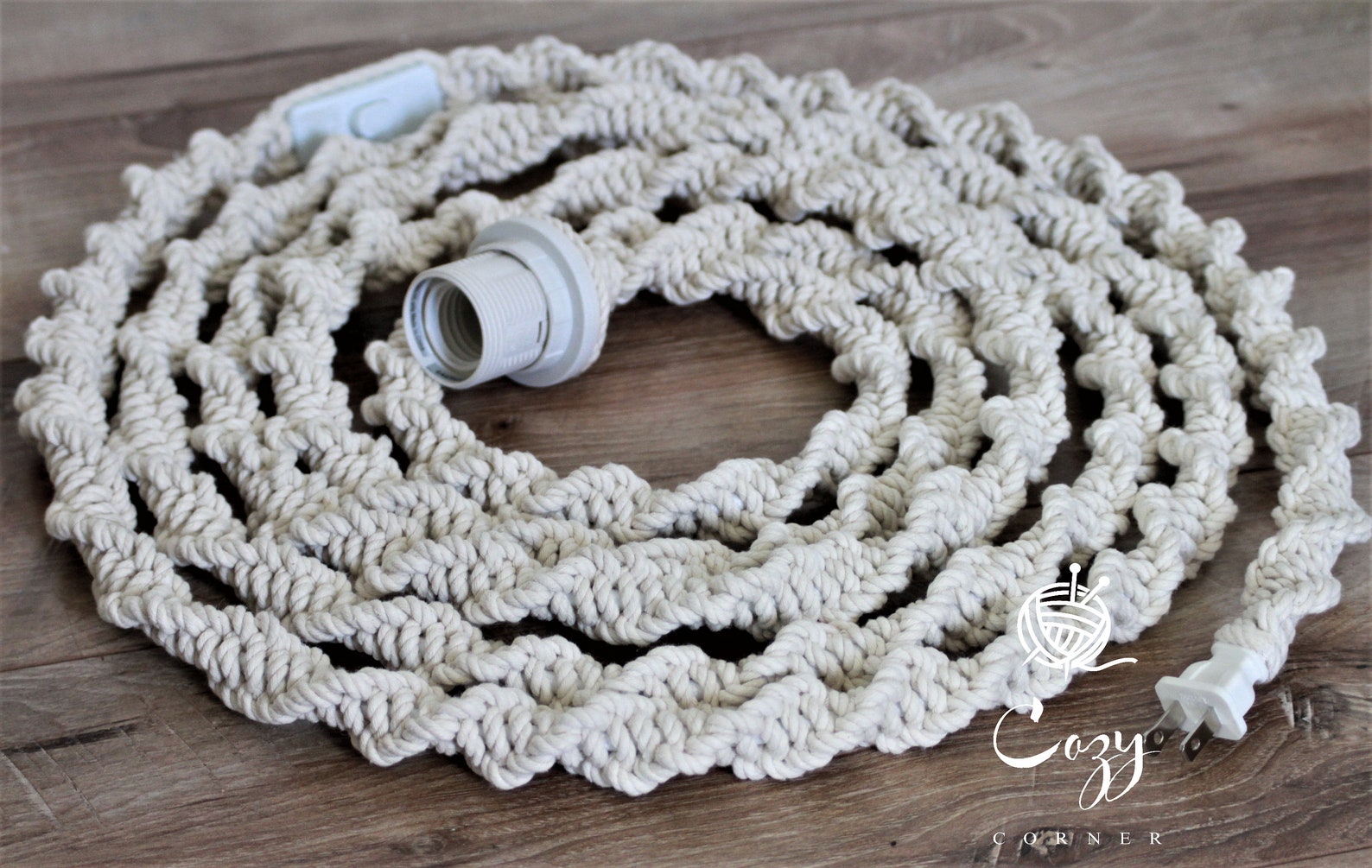 Macramè Cord Light | Macrame Pendant Lamp | Hanging Rope Light | Home ...