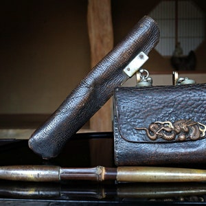 FINE! RARE! Japanese Antique Edo 1600s Big Tobacco Smoking Pipe Silver ...