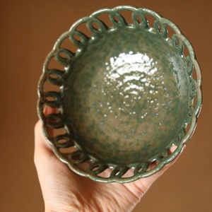 Japanese Vintage Ceramic ORIBE Green Pair of Plates Dishes With ...