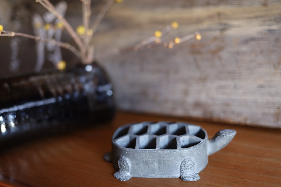 Japanese Vintage Kame Turtle Bronze Sculpture Kenzan for IKEBANA Flower ...