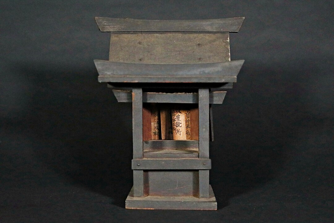 Japanese Antique Zushi Cabinet With ,ofuda Prayer Cards Omamori ...