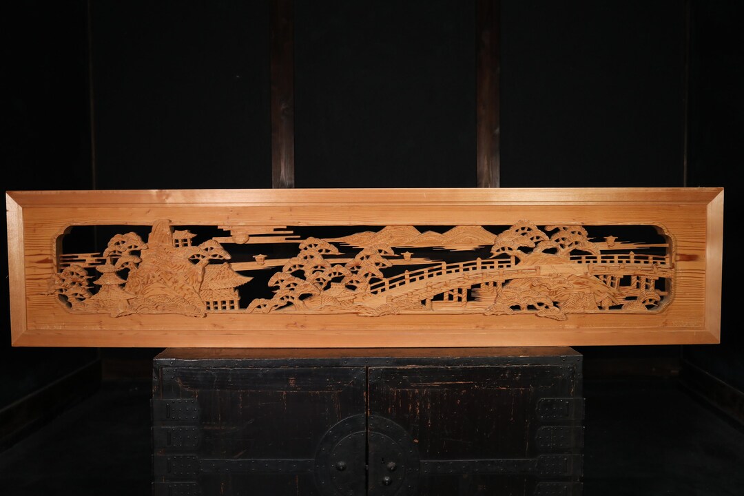 Japanese Vintage Furniture RANMA Wooden Sculpture Carving Openwork ...