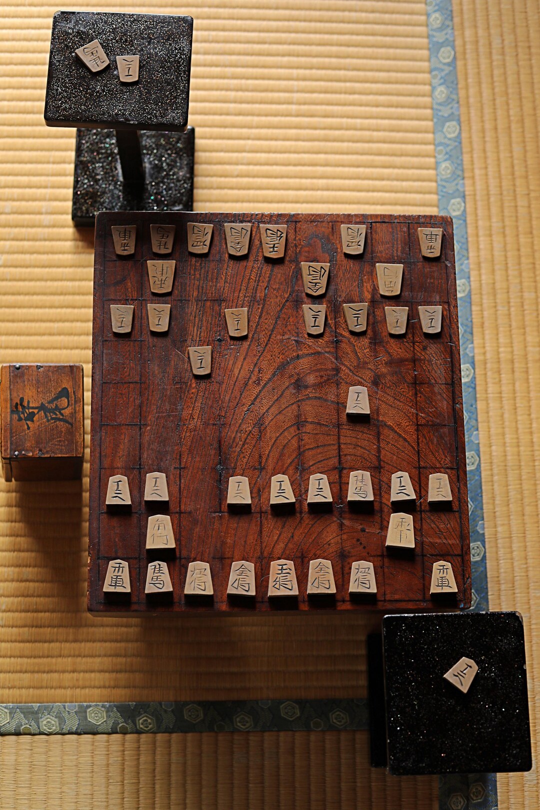Japanese Furniture Antique Full of Set SHOGI Board Game Playing Table ...