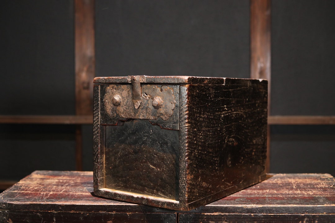 Japanese Furniture Antique Box With Key, Zenibako Charity Box Buddhist ...