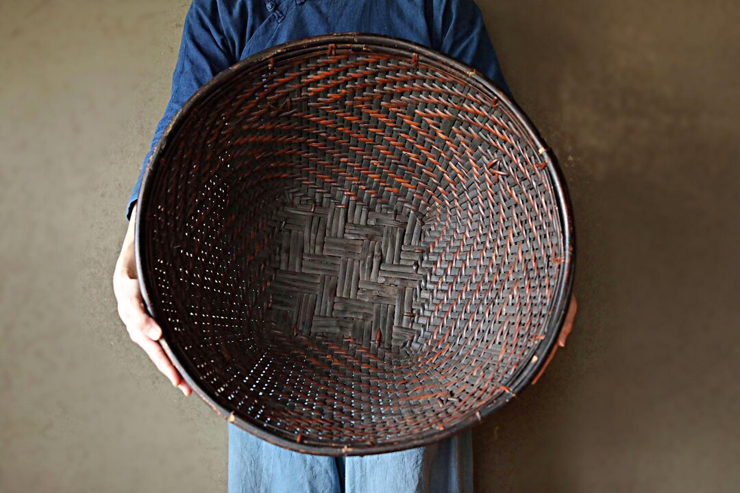 Antique Rare Japanese Grape Vine Basket, Ajiro Ami Weave Mingei Folk ...