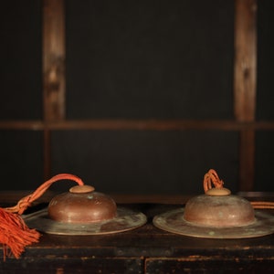 Japanese Antique Bronze Cymbals String and Tassel From Buddhist Temple ...