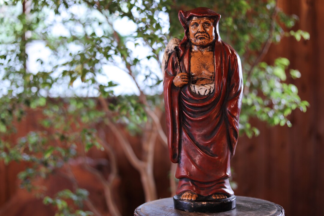 Large! Japanese Vintage "達磨daruma" Doll Statue, Ceramic Statue Buddhist Monk Priest ZEN Master ...