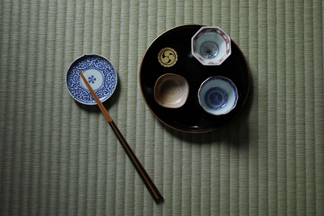 Japanese Antique Urushi Lacquer Set 4 Four Plates for Tea Ceremony ...