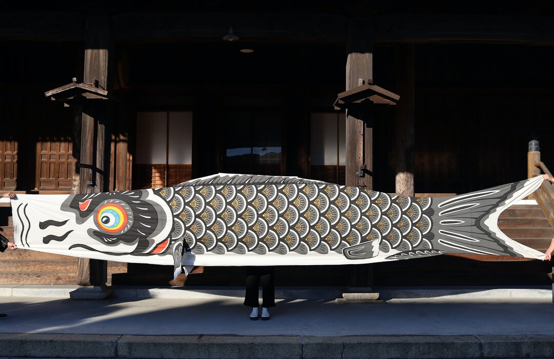 Big Japanese Vintage Black Koinobori Carp-shaped Streamer, Japanese ...