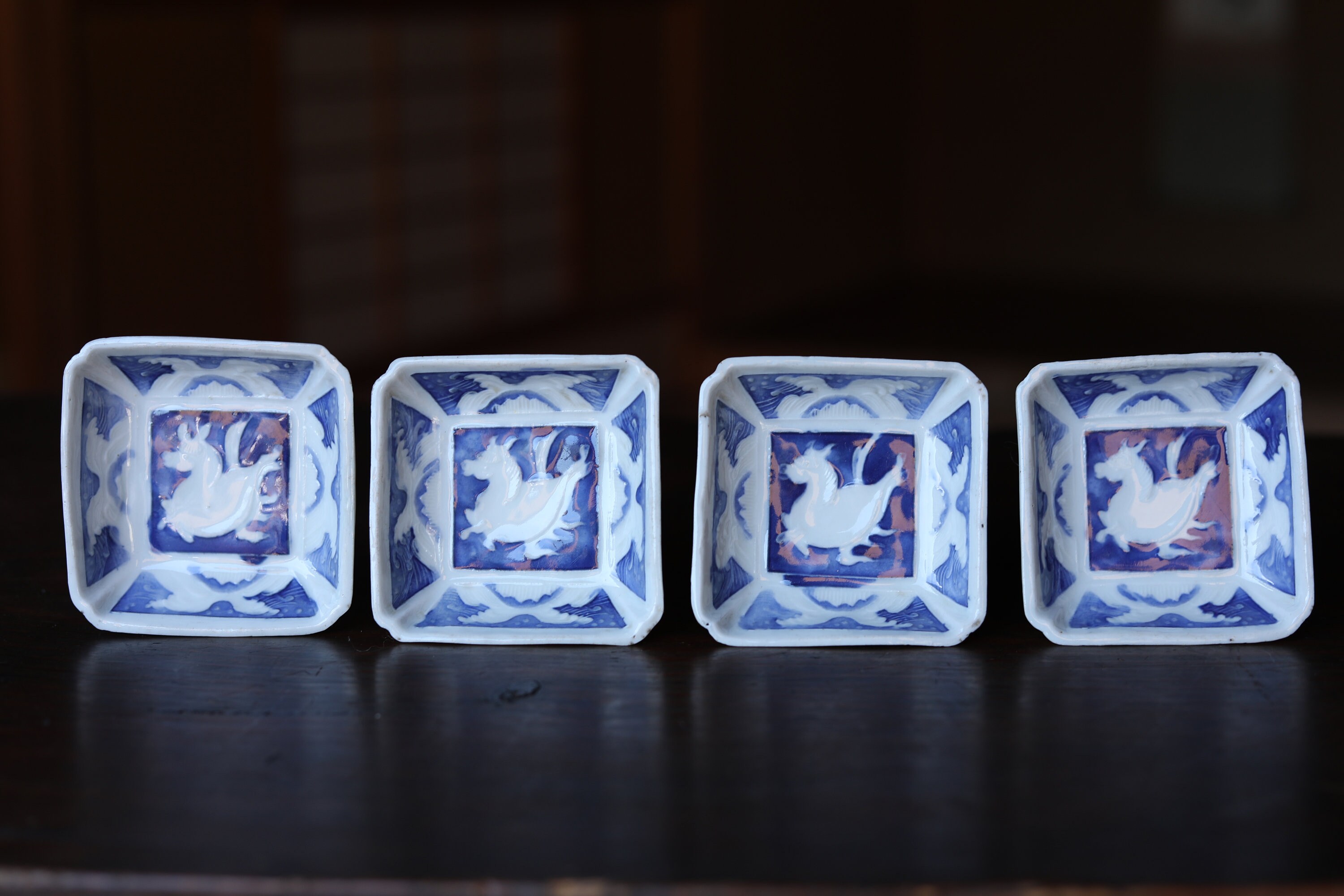 EDO 1800s Craft Japanese Antiques Set of 4 Small Plates Fine - Etsy