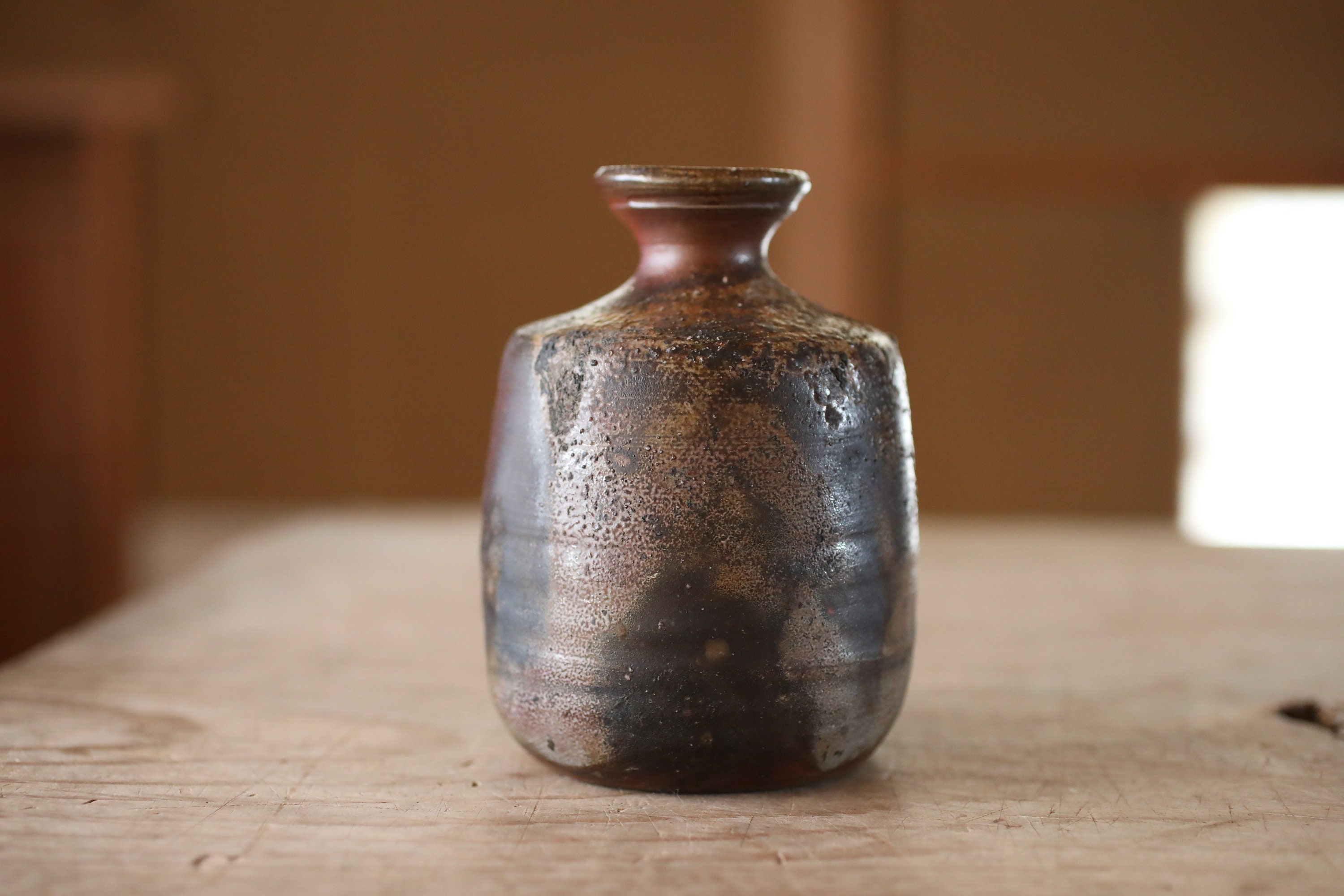 Japanese BIZEN Tokkuri Sake Bottle, Vintage Pottery Vase With Box ...