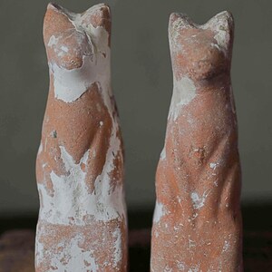 Japanese Antique 1910s Pair of KITSUNE Dolls Pottery From Shinto Shrine ...