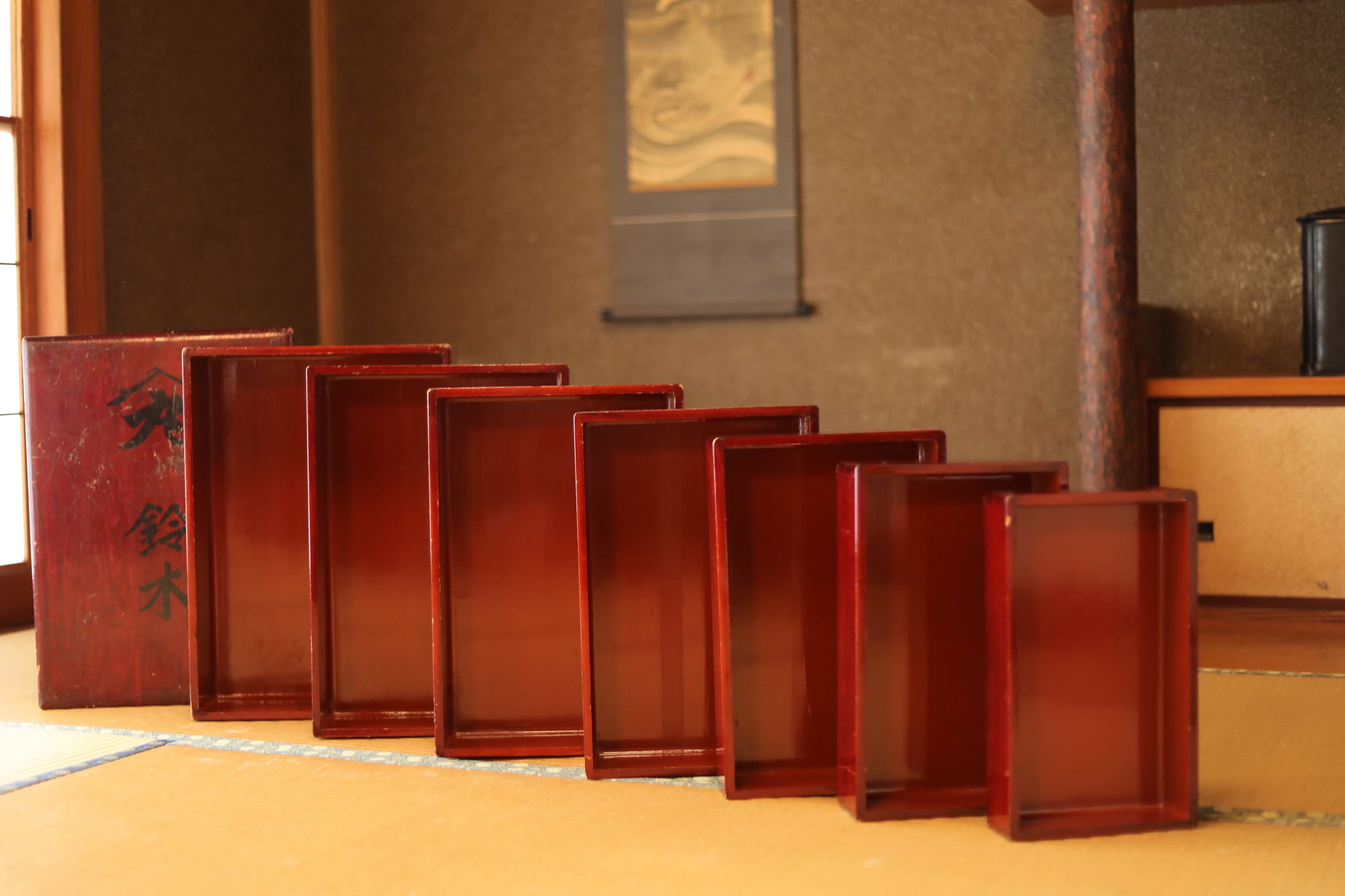 Japanese Vintage Stackable Lacquered Wood Boxes With - Etsy