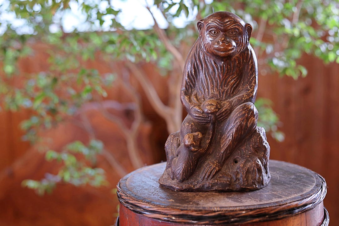 Japanese Antique BIZEN Monkey Doll Statue With Kanji Signature, Animal ...