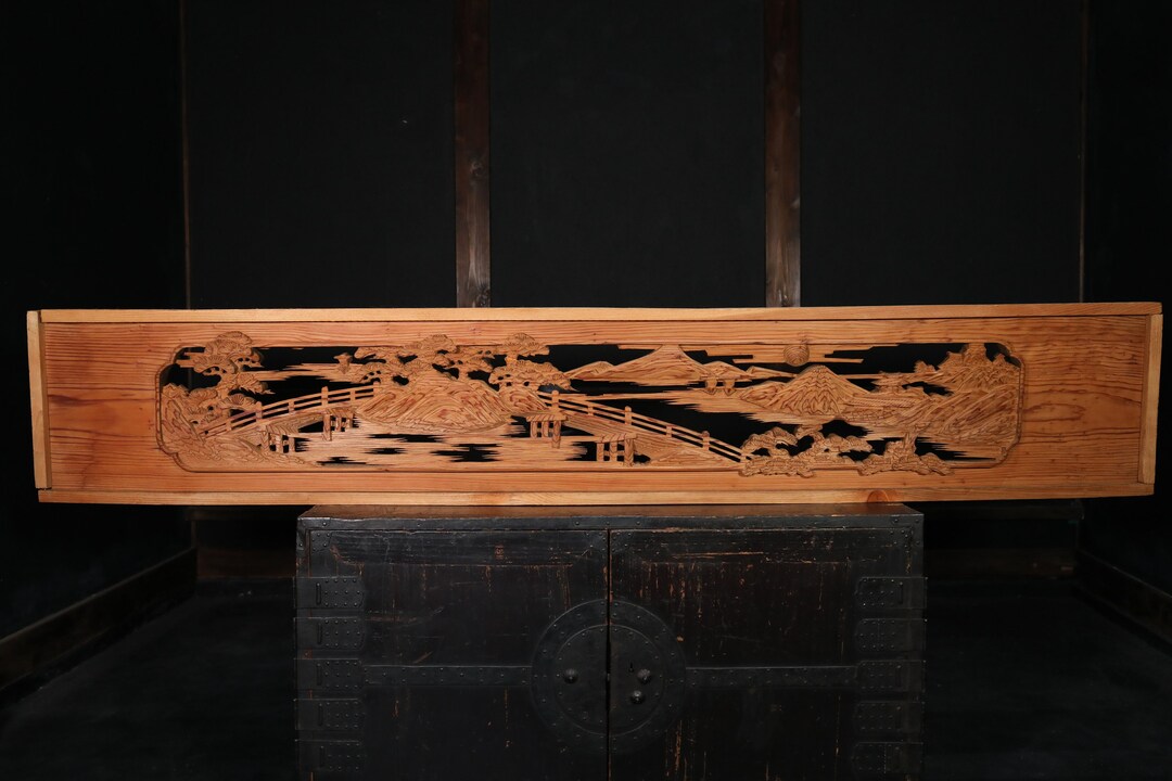 Japanese Vintage Furniture RANMA Wooden Sculpture Carving Openwork ...