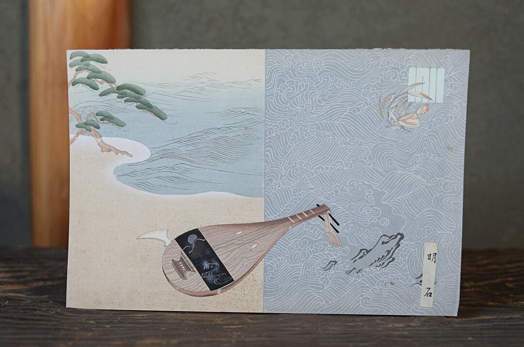 Japanese Vintage Hand Paint and Block Printing Art of Tale of Genji ...