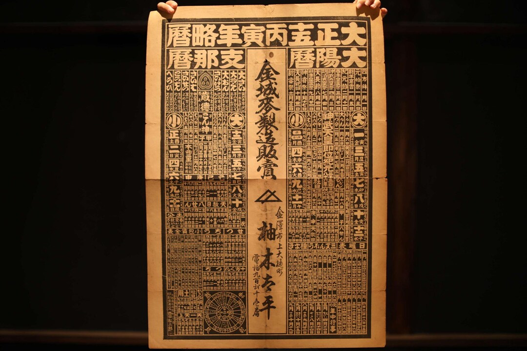 Japanese Vintage Calendar Conversion Table, Kanji Calligraphy Print ...
