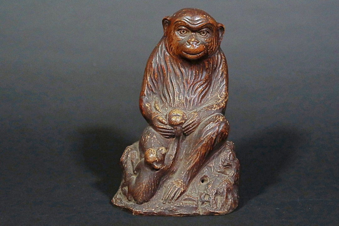 Japanese Antique BIZEN Monkey Doll Statue With Kanji Signature, Animal ...