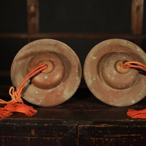 Japanese Antique Bronze Cymbals String and Tassel From Buddhist Temple ...