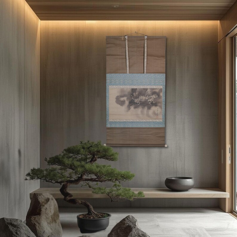 Scroll Painting- Antique Japanese Dragon Edo, Symbol of Success ...
