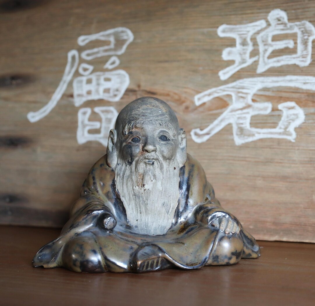Japanese Antique Hermit Statue Ceramic Doll Ornament Made Ceramic With ...