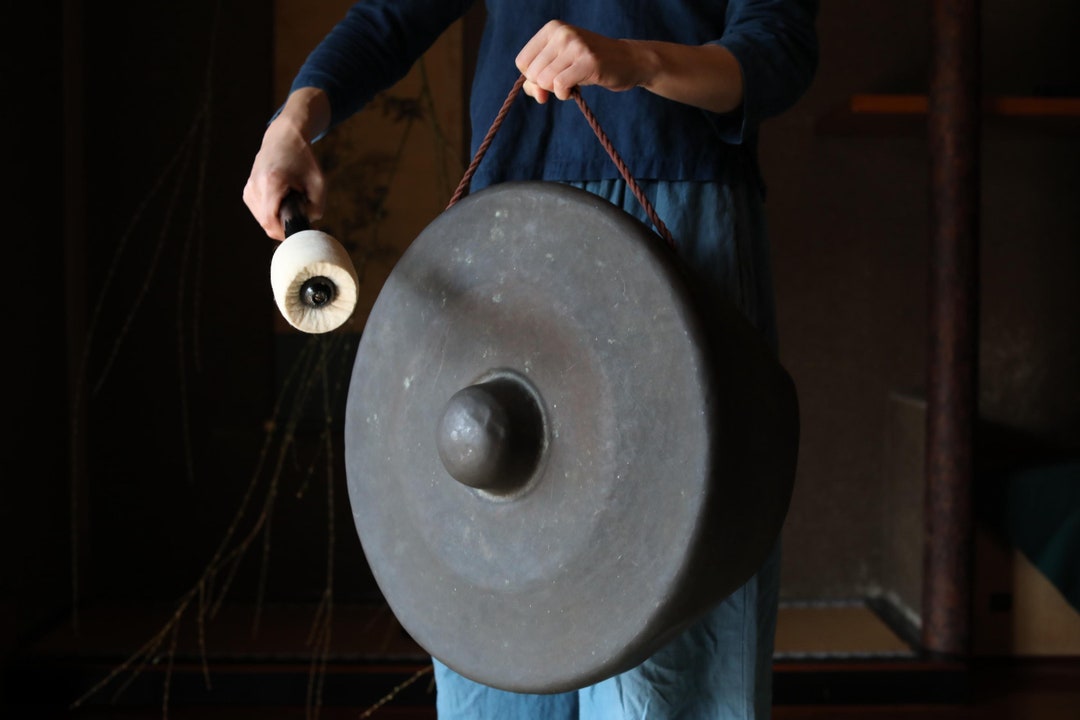 RARE! BIG! Japanese Large Antique Bronze Metal Gong From Buddhist ...