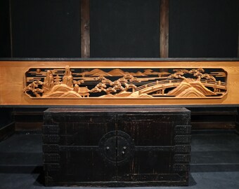 Japanese Antique 1900s Furniture RANMA Wooden Sculpture Carving ...