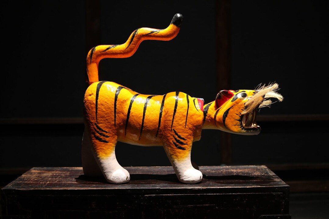 BIG Japanese Old Doll Traditional Toys HARIKO TORA Paper Tiger Animal ...