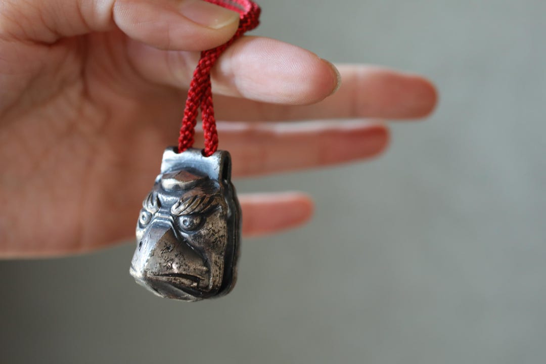 Japanese Vintage Small Bronze Bell Crow TENGU Amulet Japanese With ...