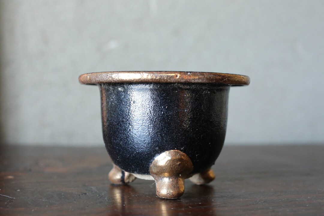 Japanese Furniture Antique Orchid Pot With Three Legs Black Gold ...