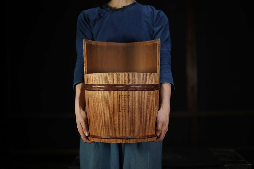 Japanese Antique 1930s Wooded Bucket With Kanji Brand OKE Farmer's ...