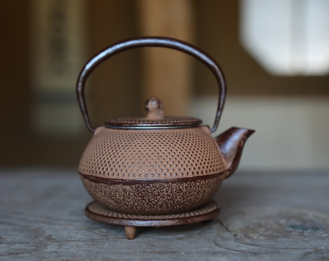 Japanese Vintage Small Cast Iron Kettle Nambu Tekki Tetsubin Set a Stand Metal Craft, Tea Pot ...