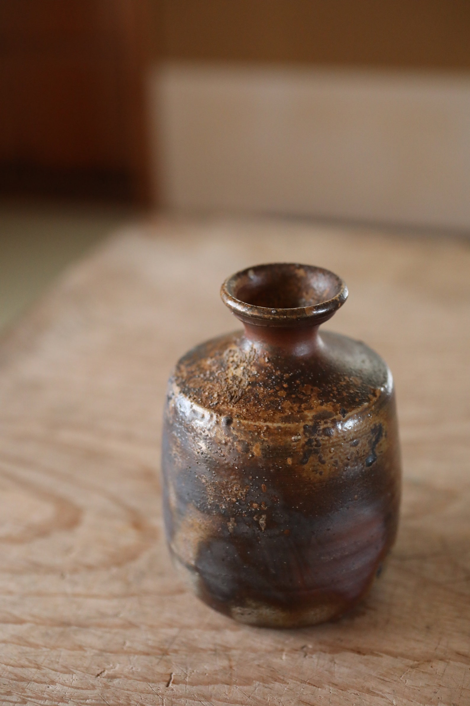 Japanese BIZEN Tokkuri Sake Bottle, Vintage Pottery Vase With Box ...