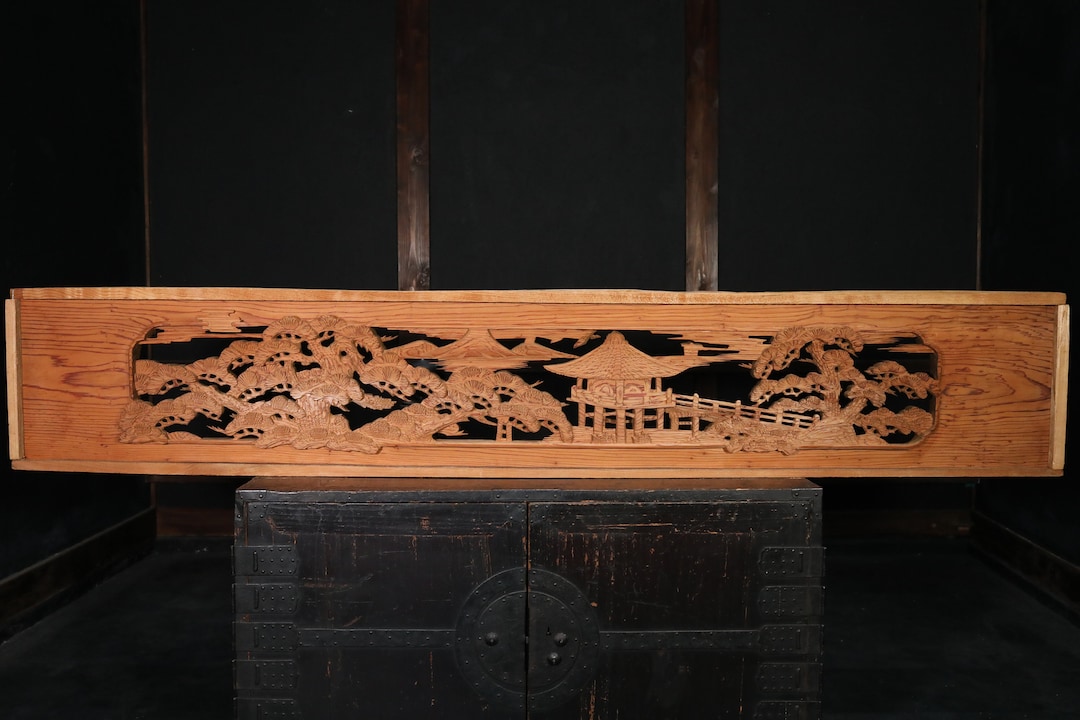 Japanese Vintage Furniture RANMA Wooden Sculpture Carving Openwork ...