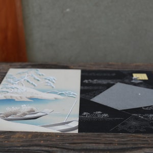 Japanese Vintage Hand Paint and Block Printing Art of Tale of Genji ...