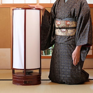 Antique Japanese Andon Lantern: 1800s Urushi Wood & Washi Paper (H31.5 ...