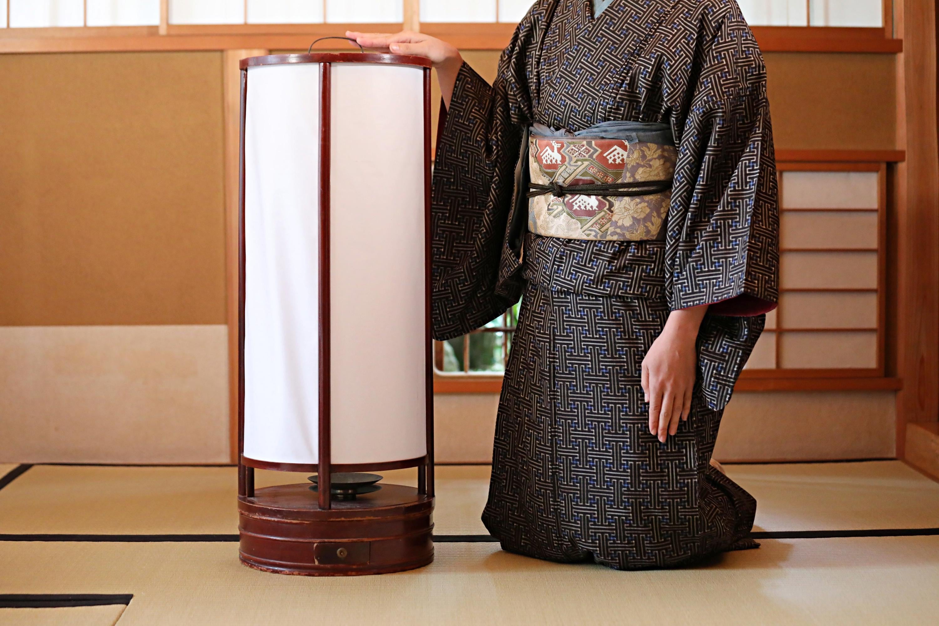Lantern- Antique Japanese Andon: 1800s Urushi Wood & Washi Furniture ...